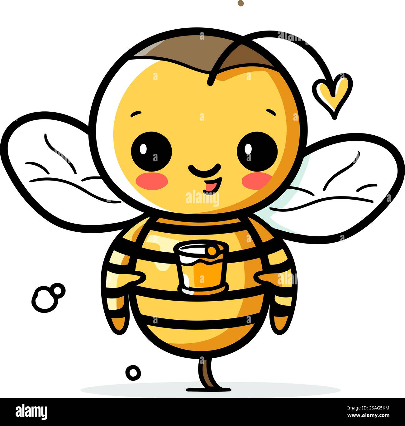 Cute cartoon bee holding a cup of coffee. Vector illustration Stock ...
