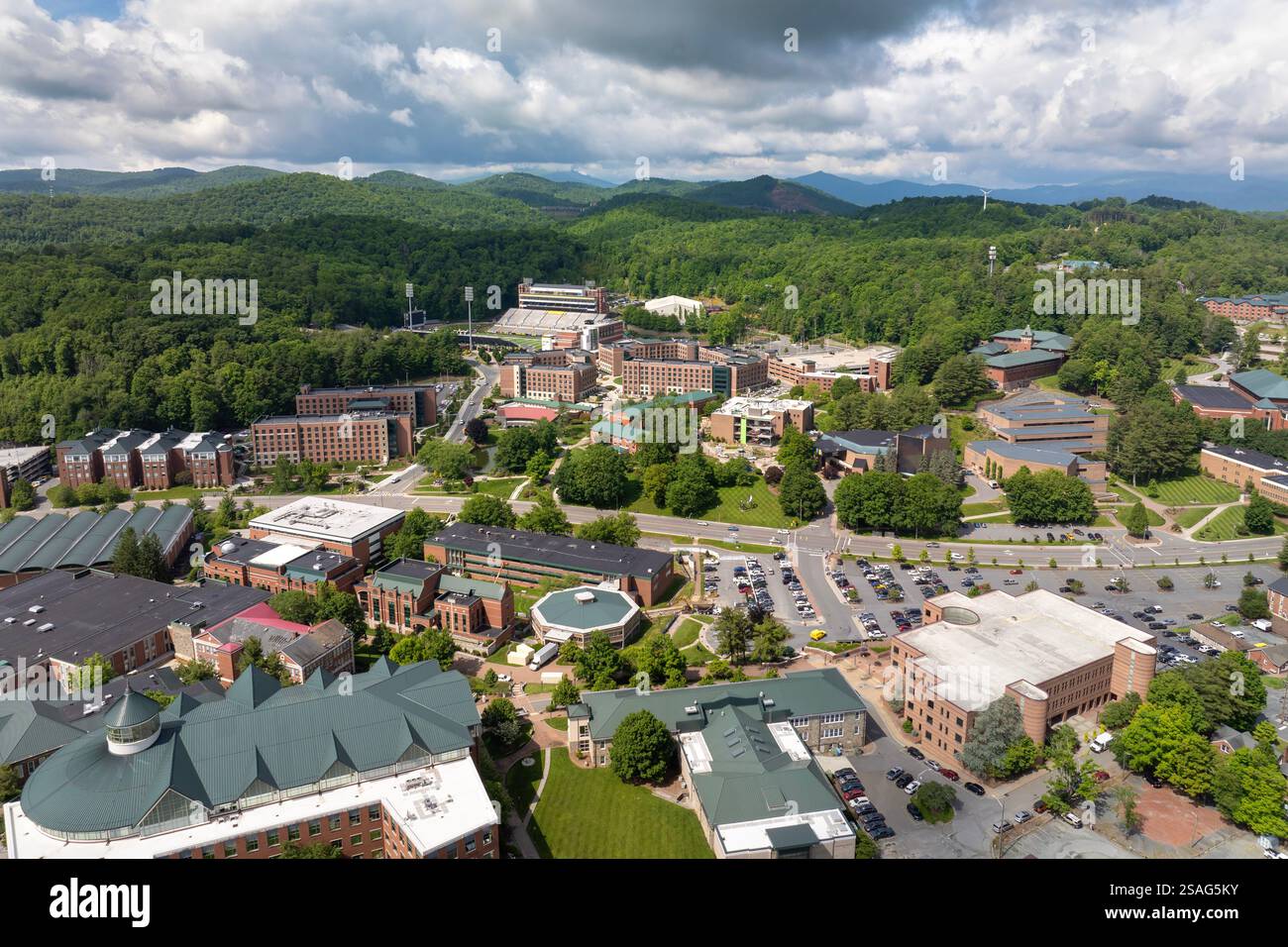 Aerial view of Boone, old historical town in North Carolina Blue Ridge ...