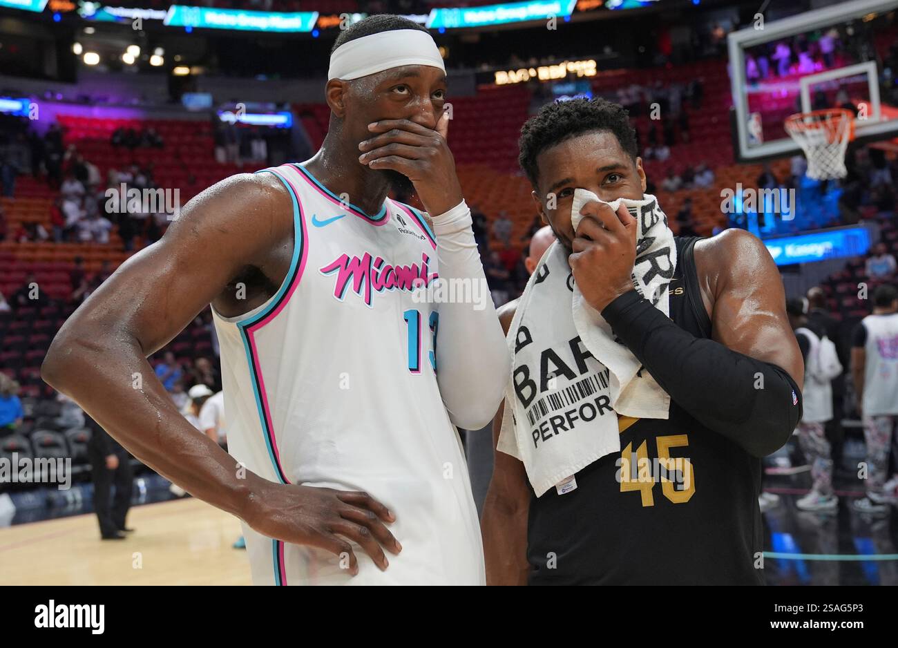 Miami Heat center Bam Adebayo and Cleveland Cavaliers guard Donovan ...