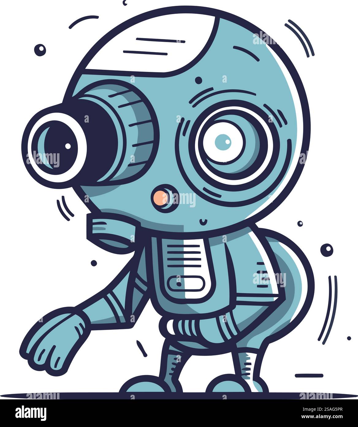 Cute cartoon robot character. Vector illustration. Isolated on white ...