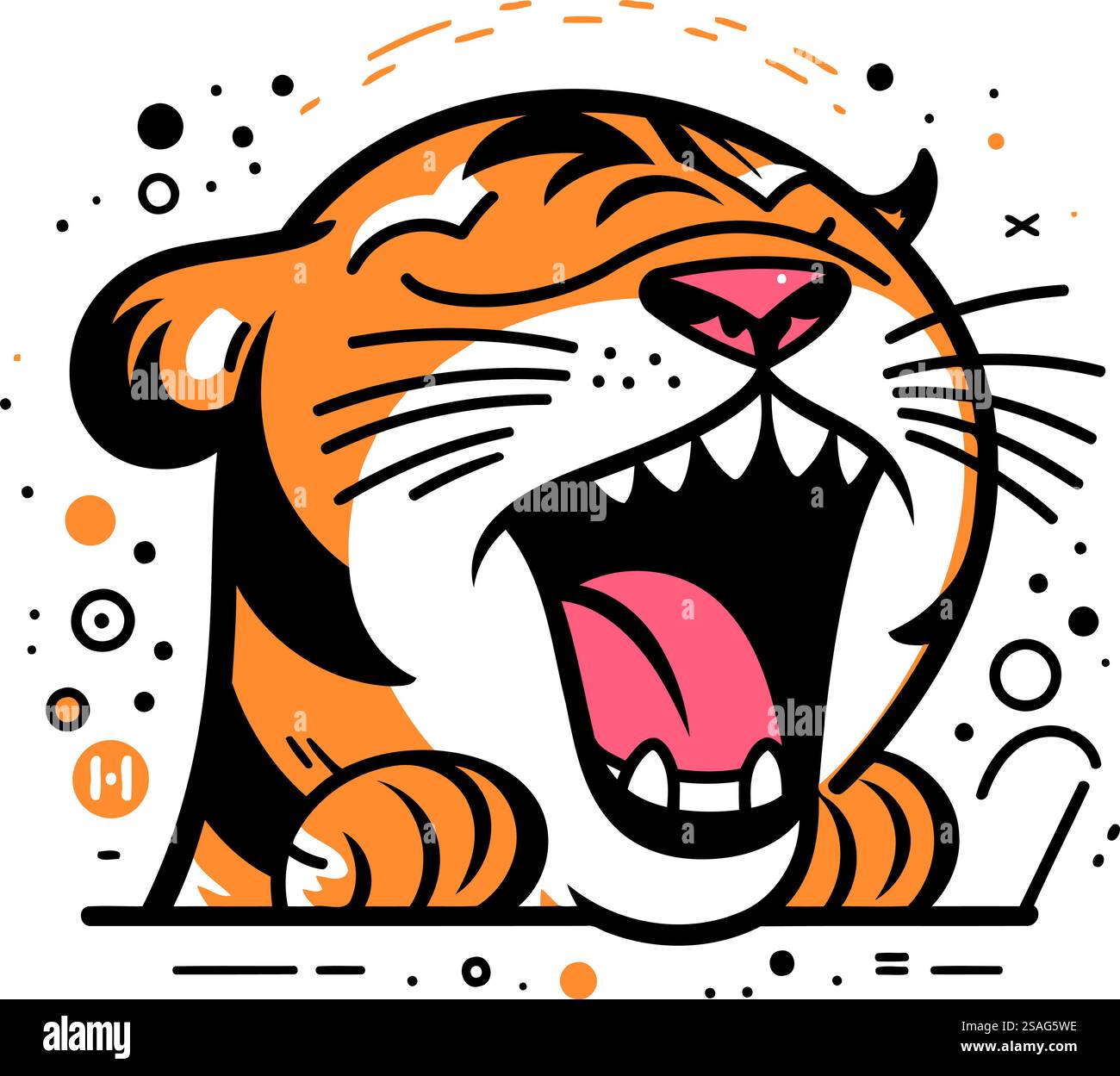 Cartoon tiger. Vector illustration. Isolated on white background Stock ...
