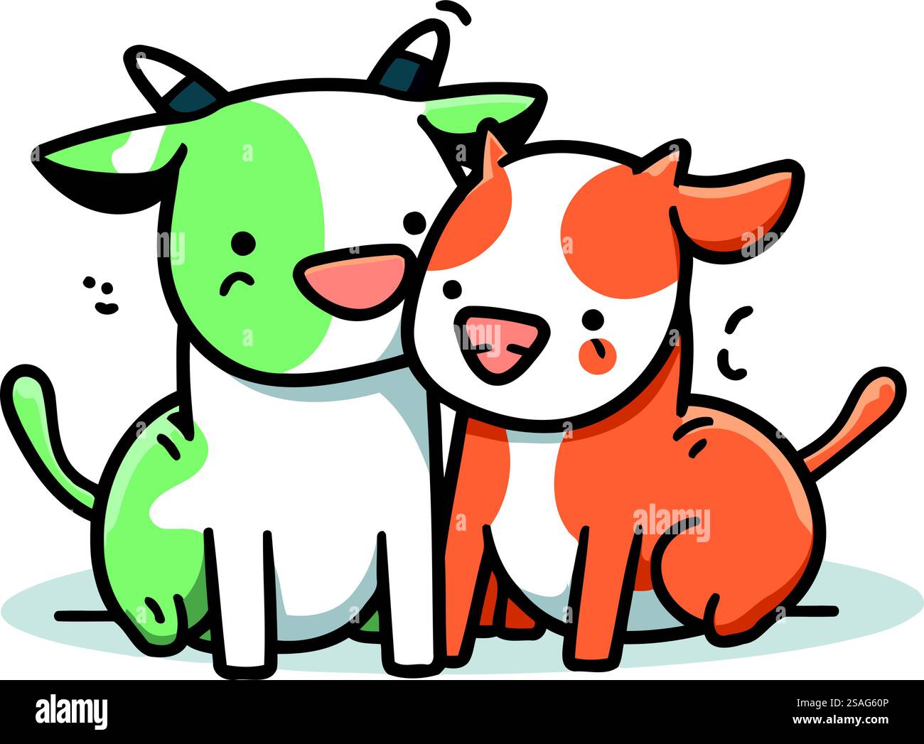 Cute cartoon dog and cow. Vector illustration isolated on white ...