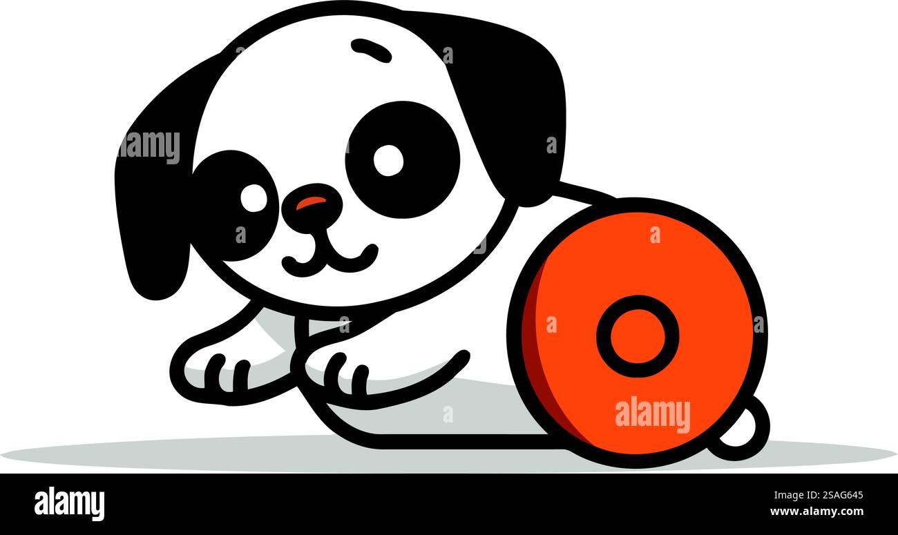 Cute cartoon pug dog playing with a ball. Vector illustration Stock ...