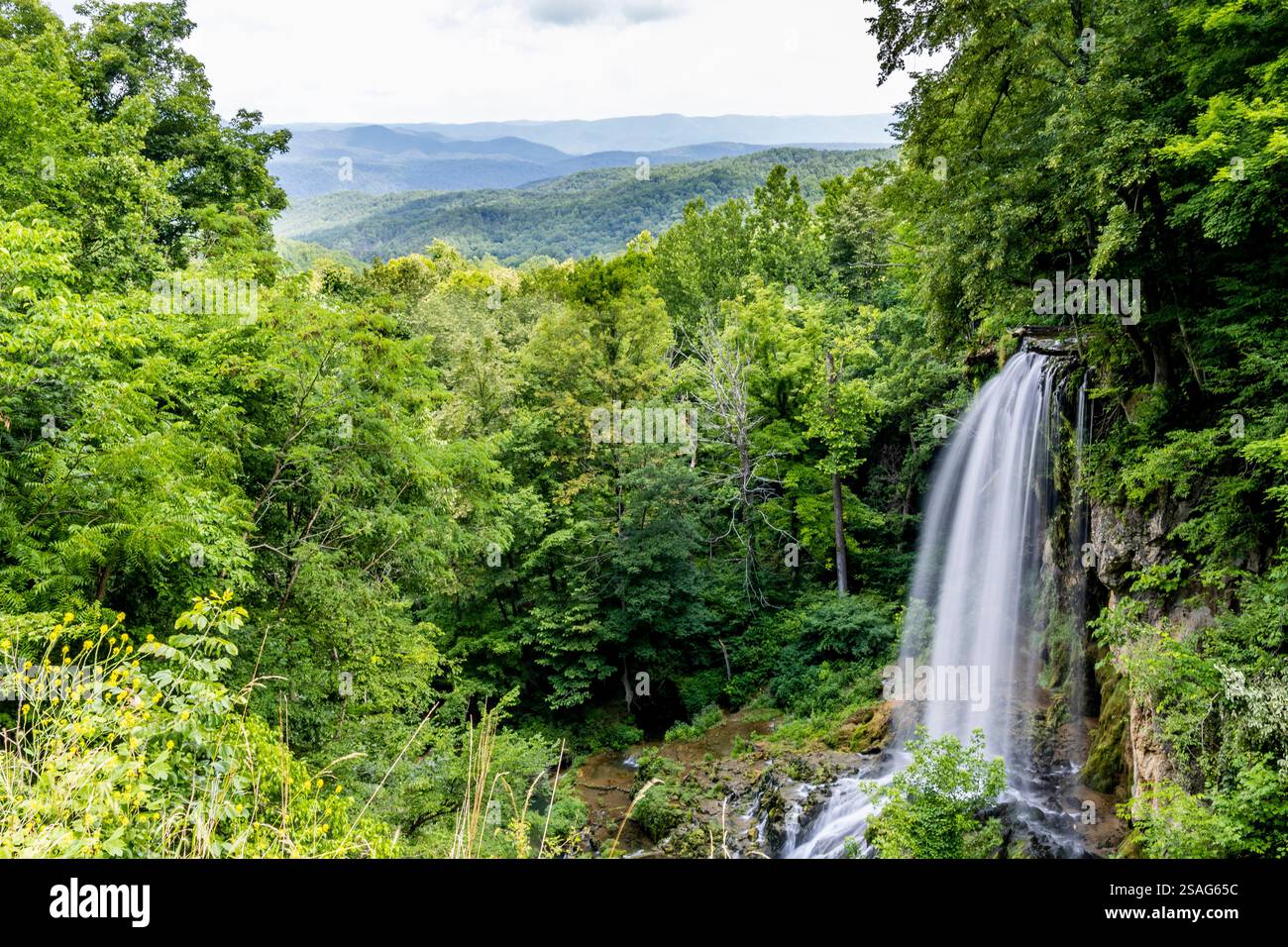 USA, Virginia, Hot Springs. Waterfall in the countryside Stock Photo ...