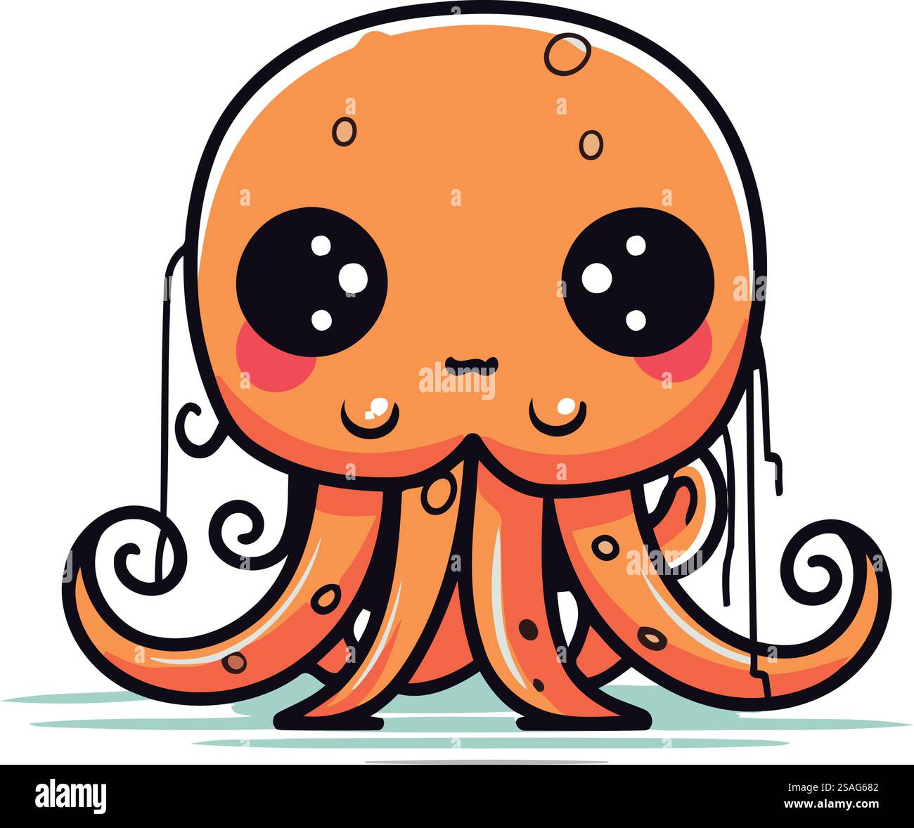 Cute Cartoon Octopus. Vector illustration. Isolated on white background ...