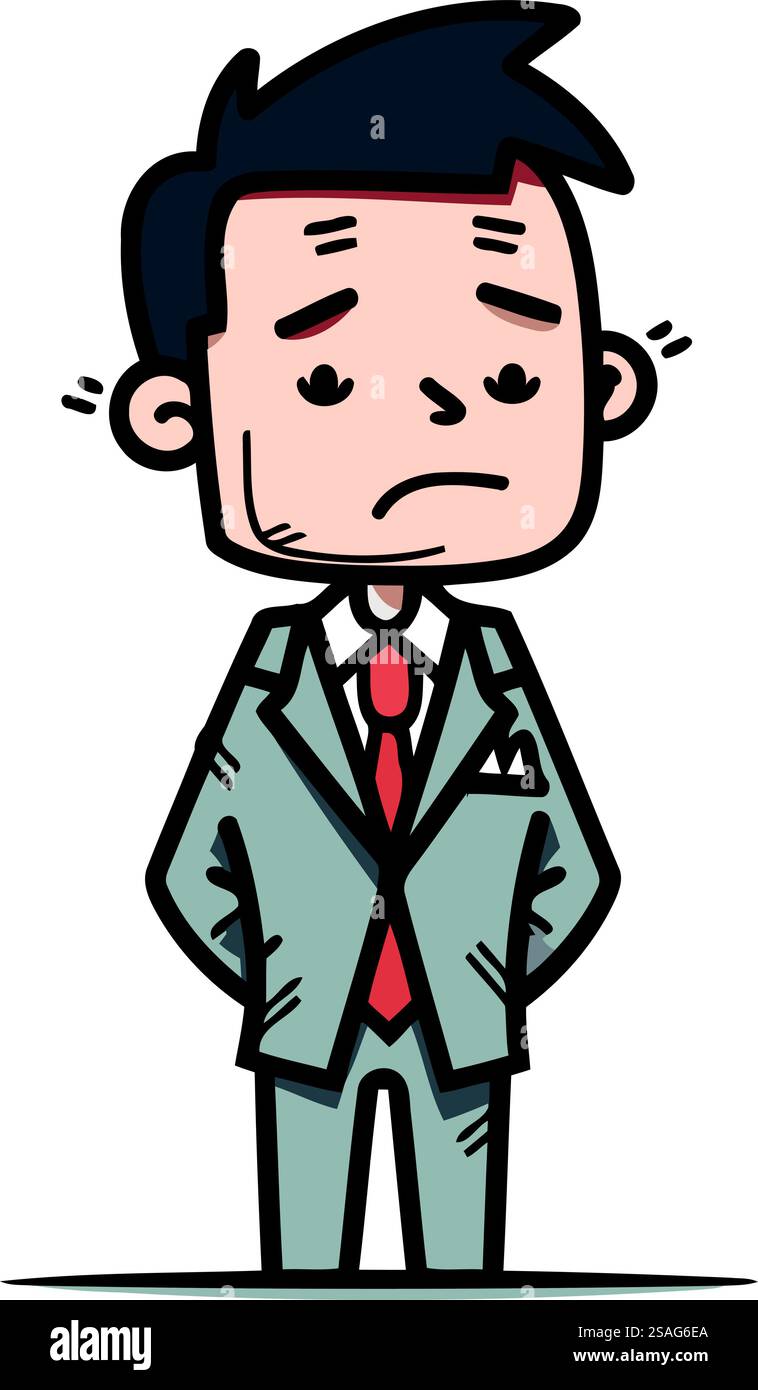 Sad Businessman Colorful Cartoon Vector Illustration Stock Vector Image ...