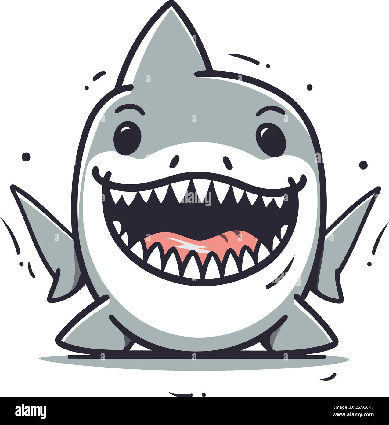 Shark vector illustration. Cute cartoon shark character with teeth ...