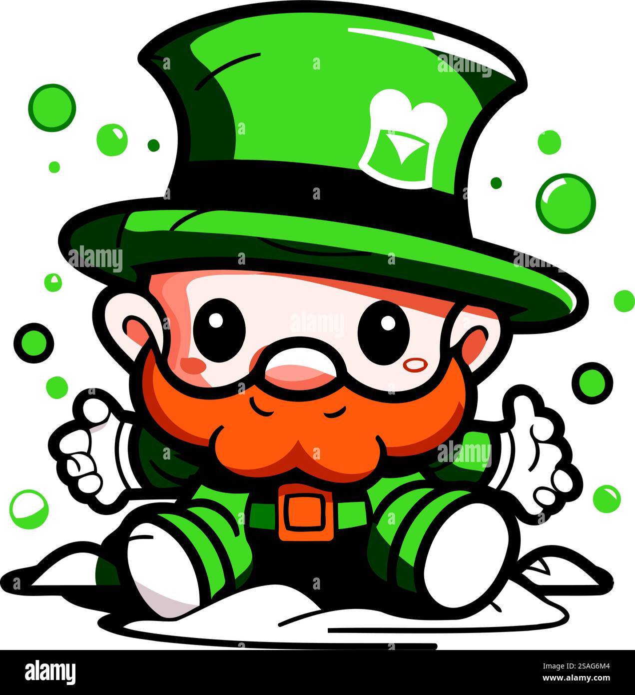 Leprechaun Sitting Cartoon Mascot Character Illustration Stock Vector ...