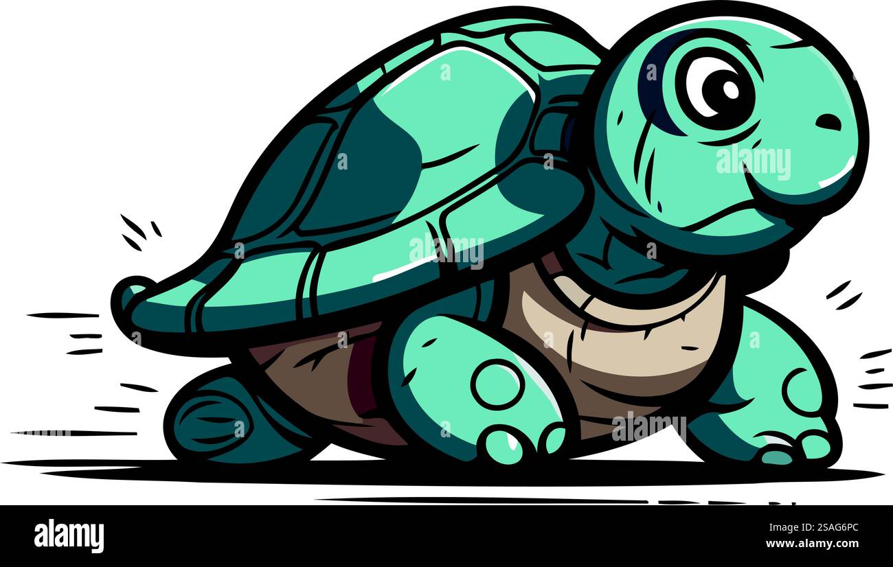 Cartoon Turtle. Vector illustration of a funny cartoon turtle isolated ...