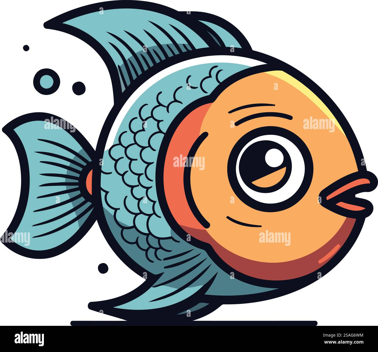 Cartoon fish. Vector illustration. Isolated on white background Stock ...