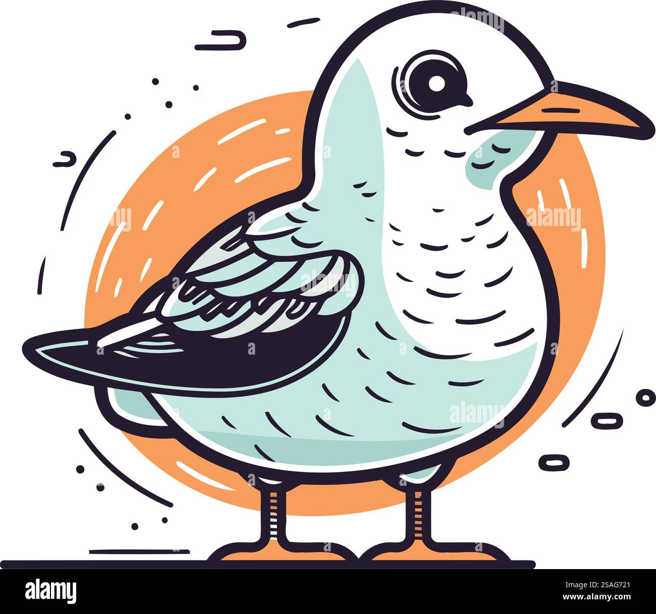 Cute seagull. Vector illustration in doodle style Stock Vector Image ...