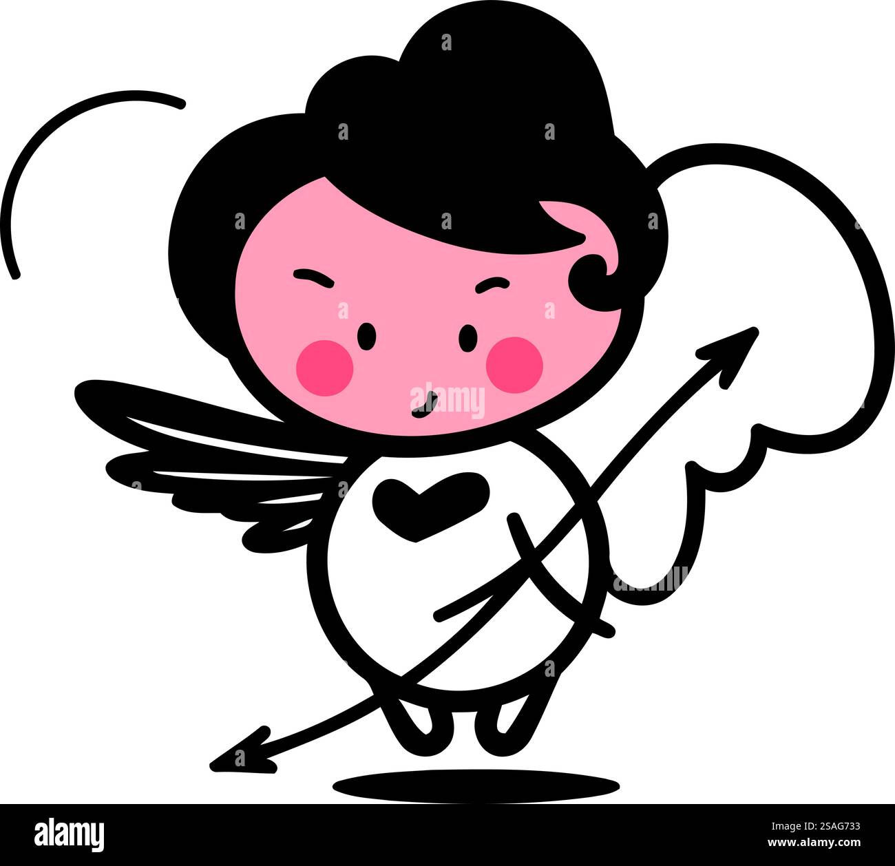 Cute little cupid with bow and arrow. Vector illustration Stock Vector ...