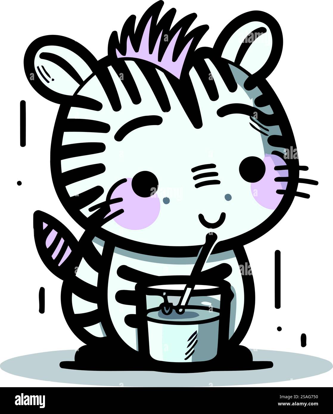 Cute zebra drinking milk from a cup. Vector illustration Stock Vector ...