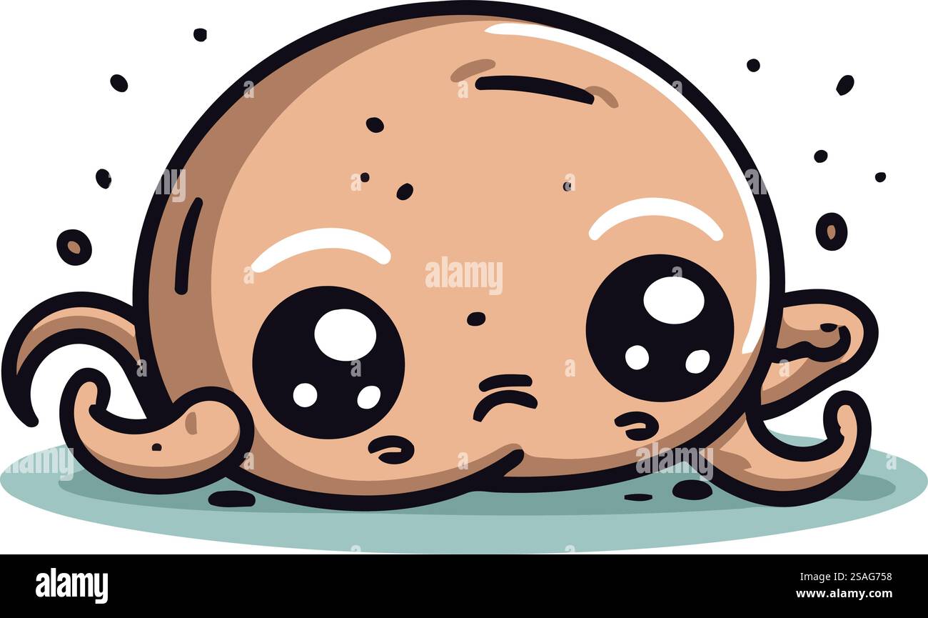 Octopus cartoon. Cute kawaii character. Vector illustration Stock ...