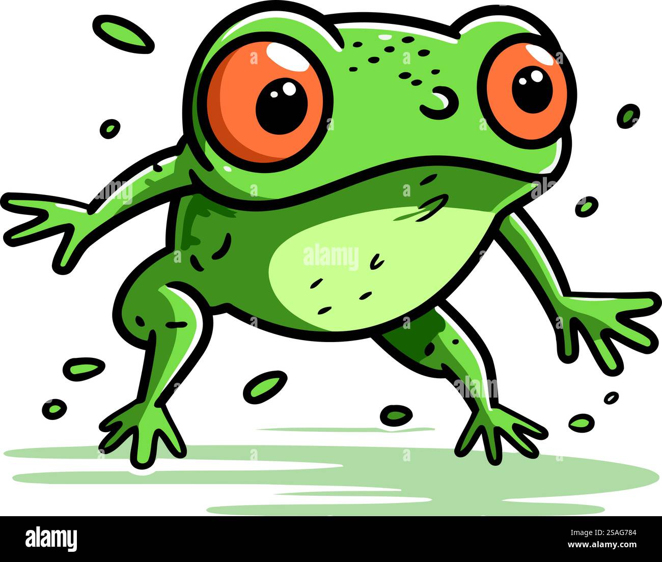 Frog with big eyes. Vector illustration isolated on white background ...