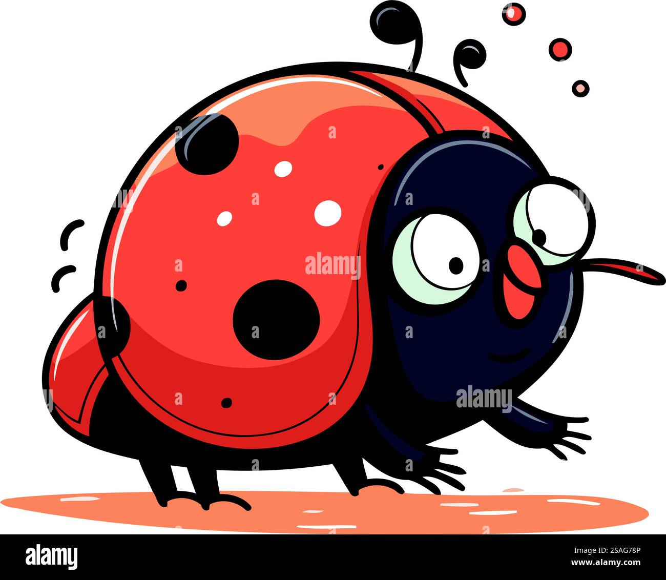 Cute cartoon ladybug with big eyes. Vector illustration isolated on ...
