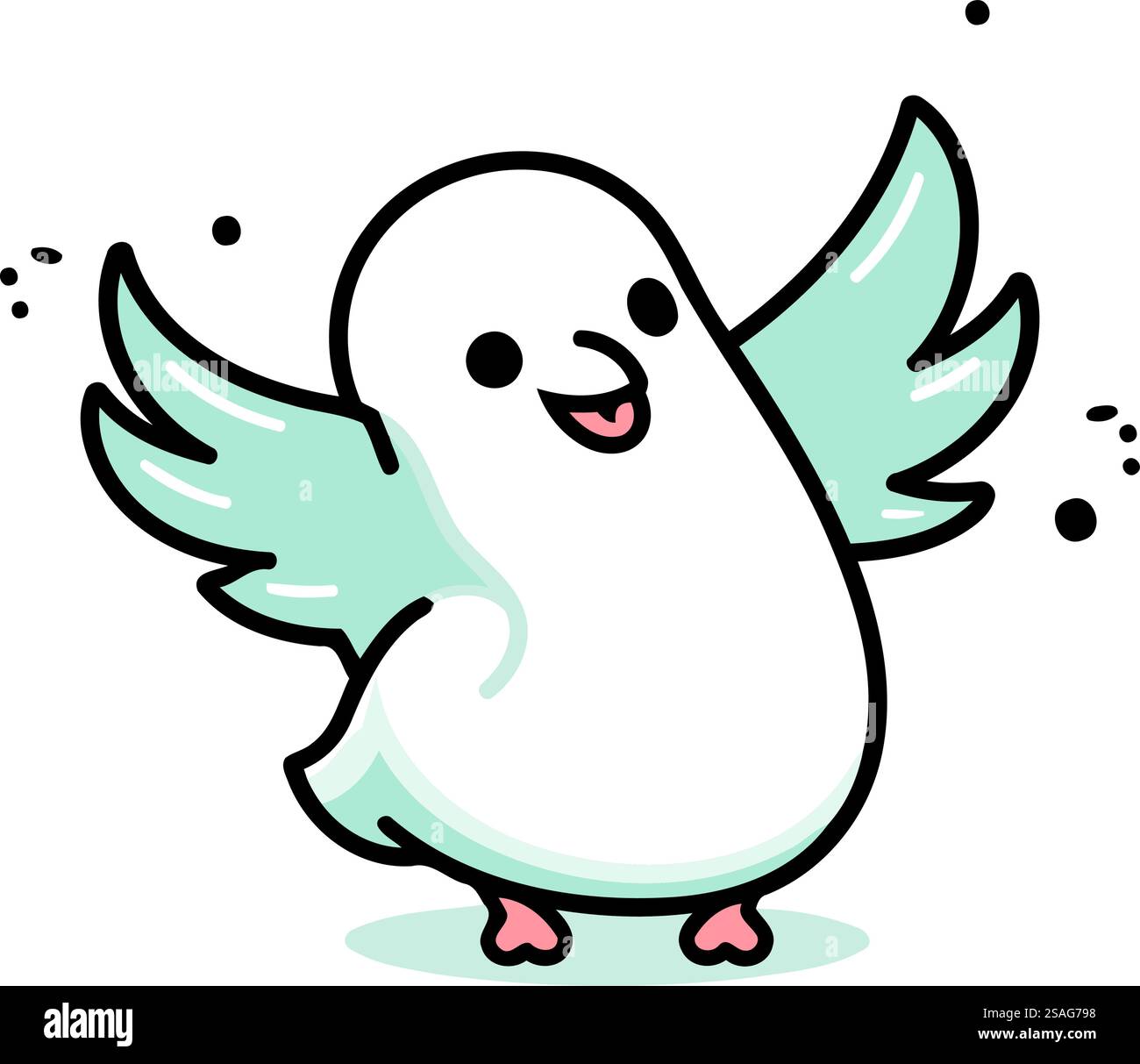 Cute cartoon white dove. Vector illustration isolated on white ...