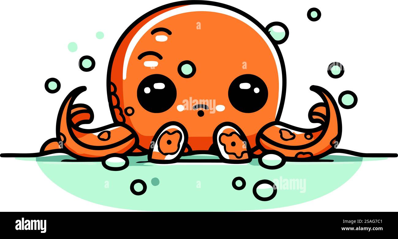Cute kawaii octopus. Vector illustration in cartoon style Stock Vector ...