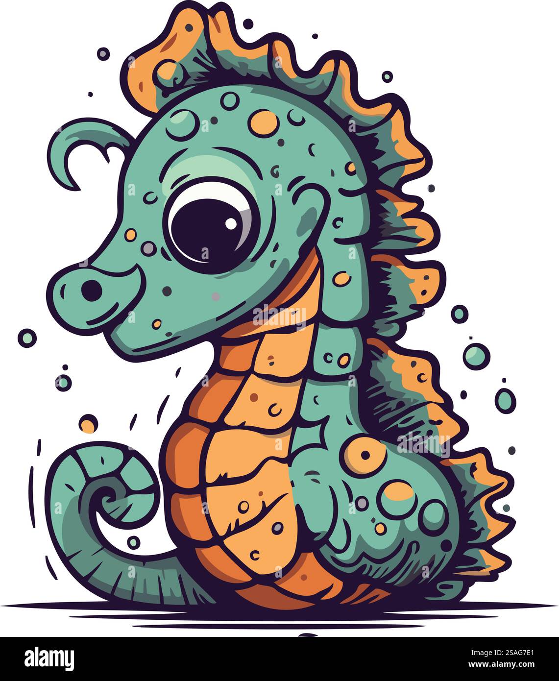 Cartoon seahorse. Vector illustration isolated on white background ...