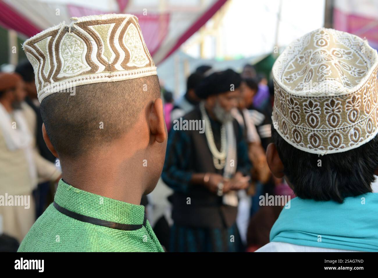 Young Sufi men wearing beautiful caps. Photo taken during the Makanpur ...