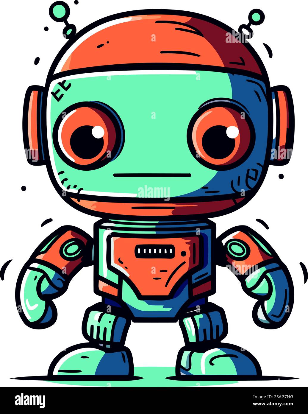 Cute little robot. Vector illustration. Isolated on white background ...