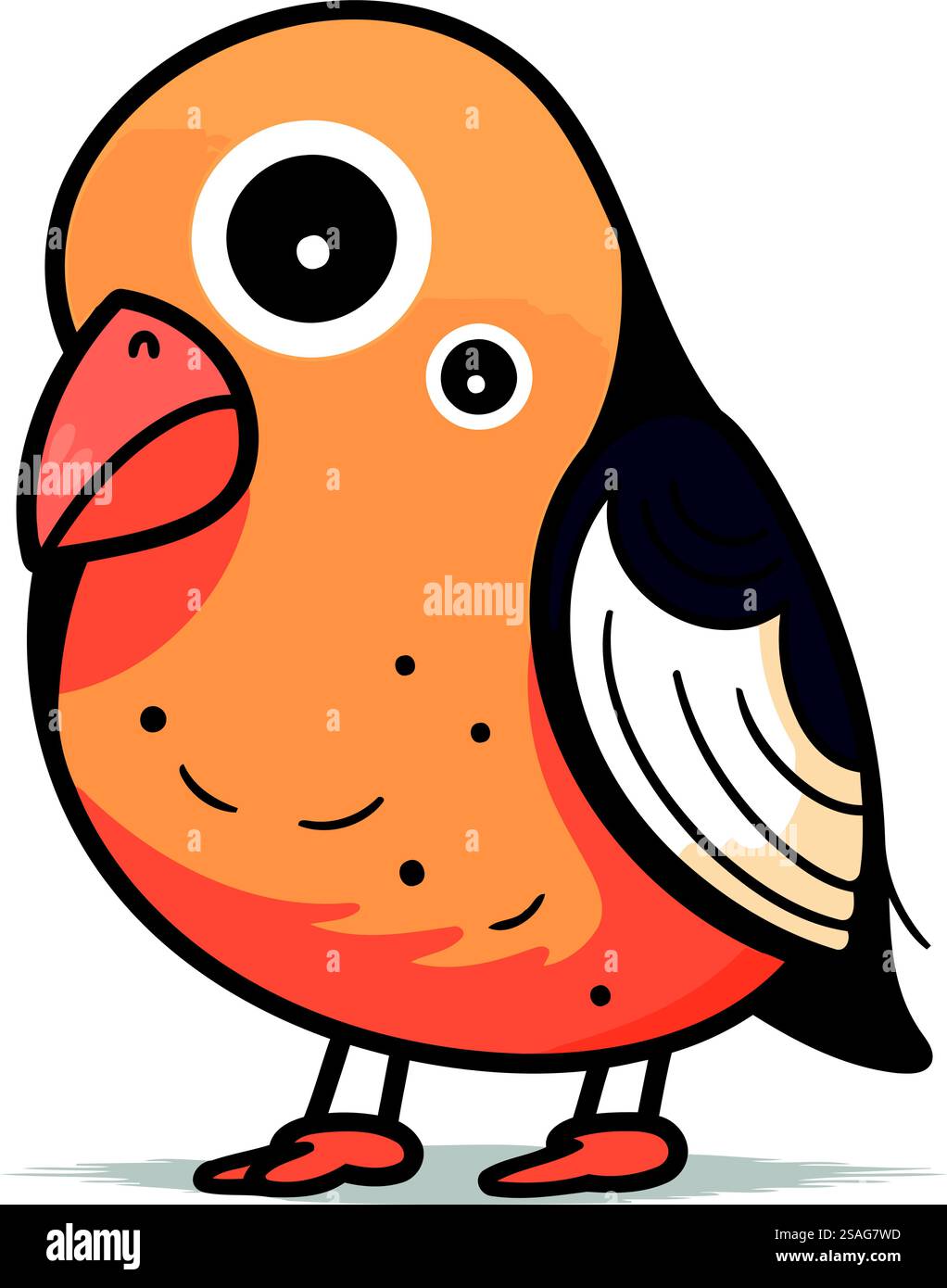 Cartoon cute little bird. Vector illustration isolated on white ...