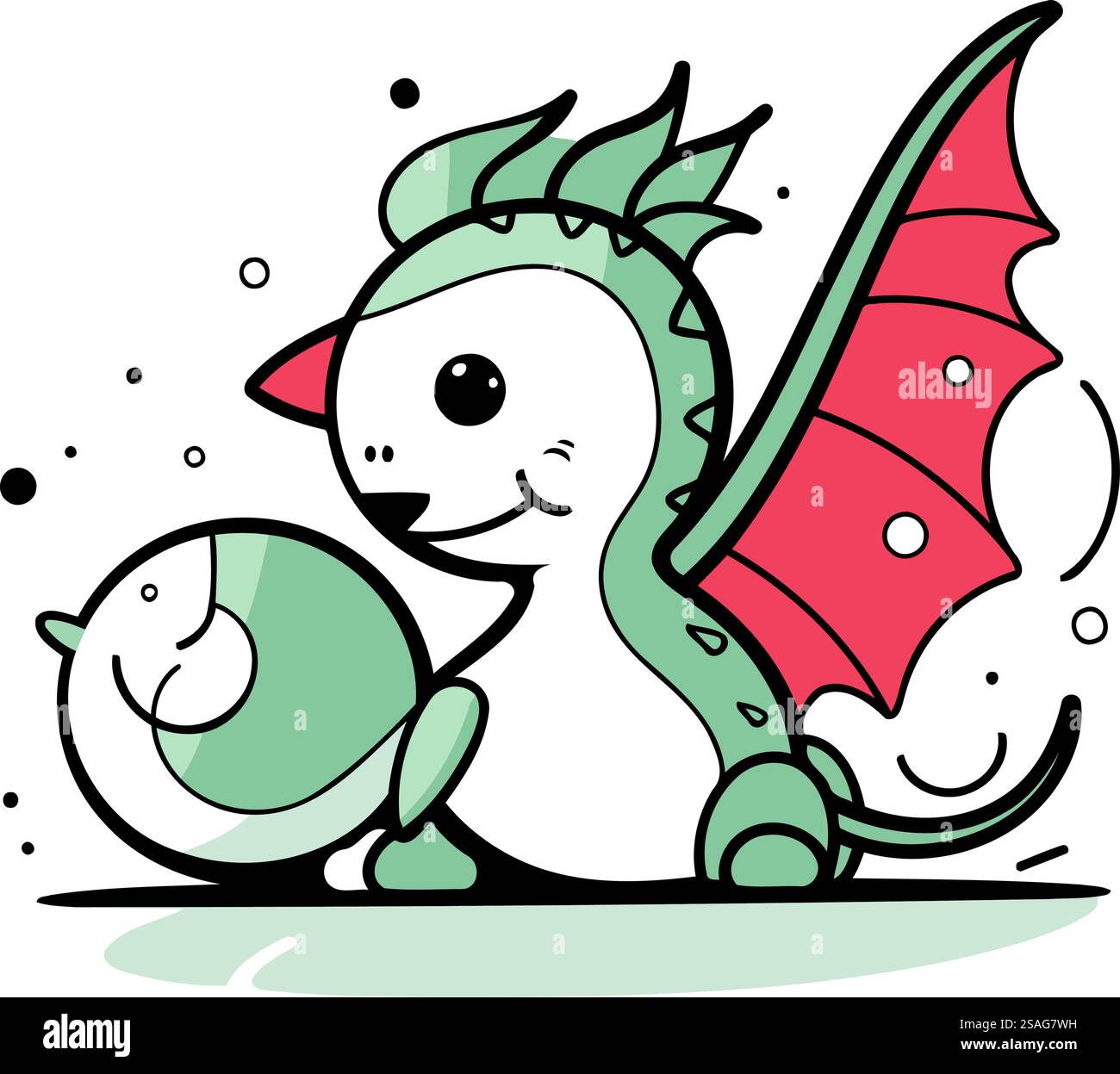 Cute dragon with a cat. Vector illustration in cartoon style Stock ...