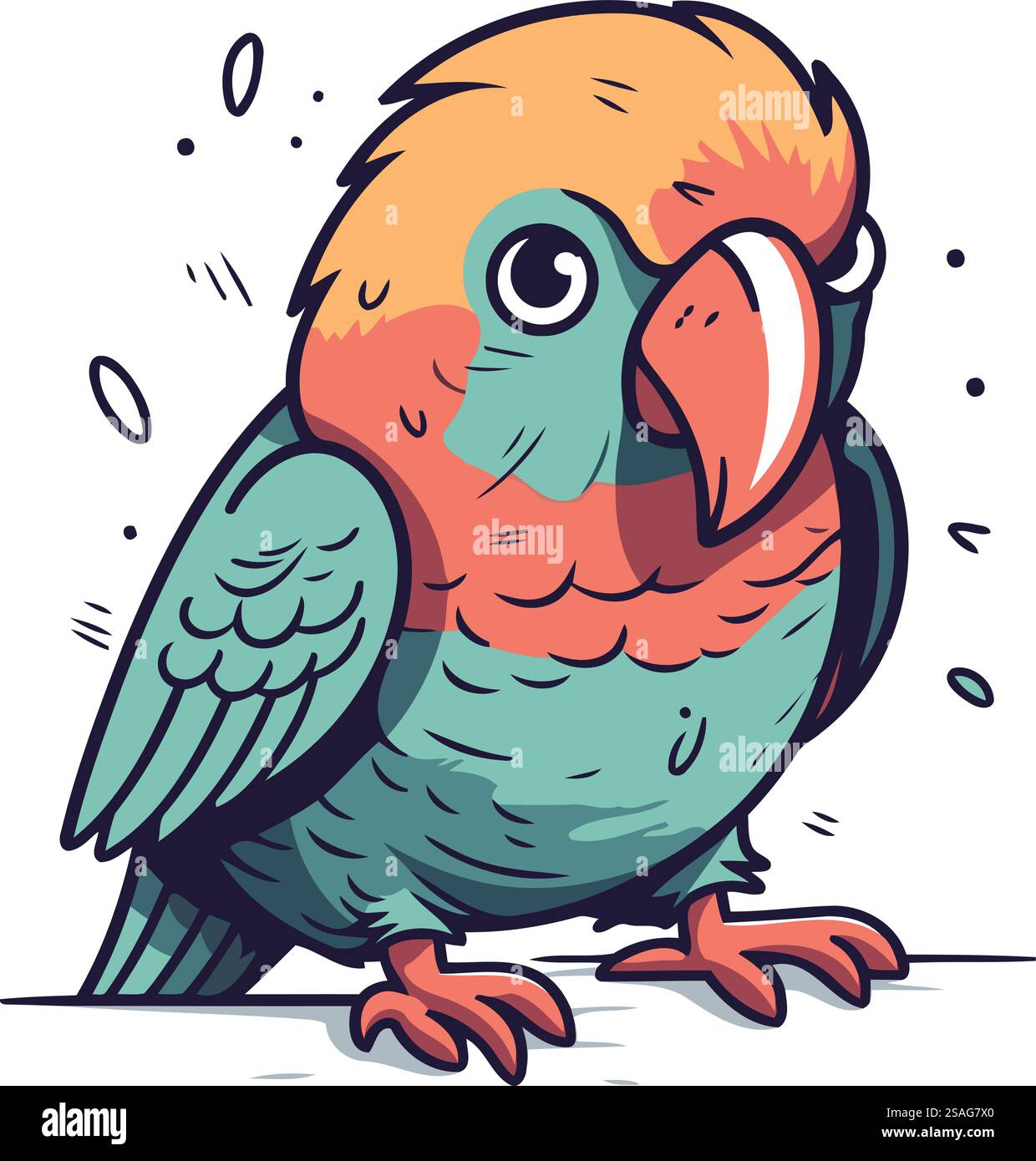 Cute parrot cartoon vector illustration. Hand drawn parrot Stock Vector ...