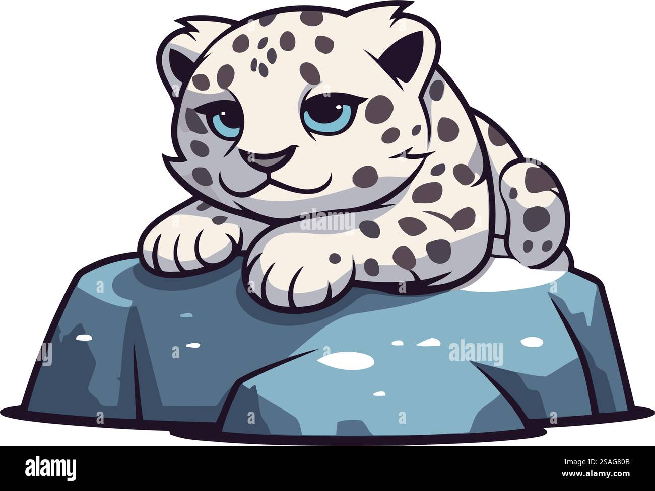 Cute cartoon leopard lying on a rock. Vector illustration Stock Vector ...
