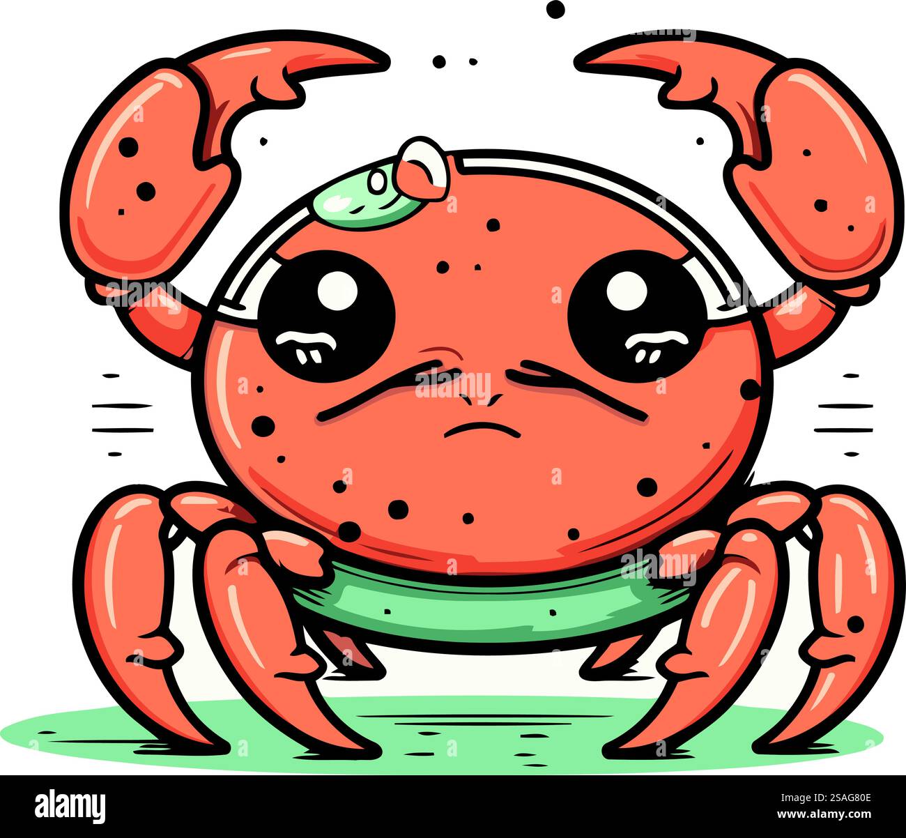 Cartoon crab. Vector illustration of a crab with a sad face Stock ...