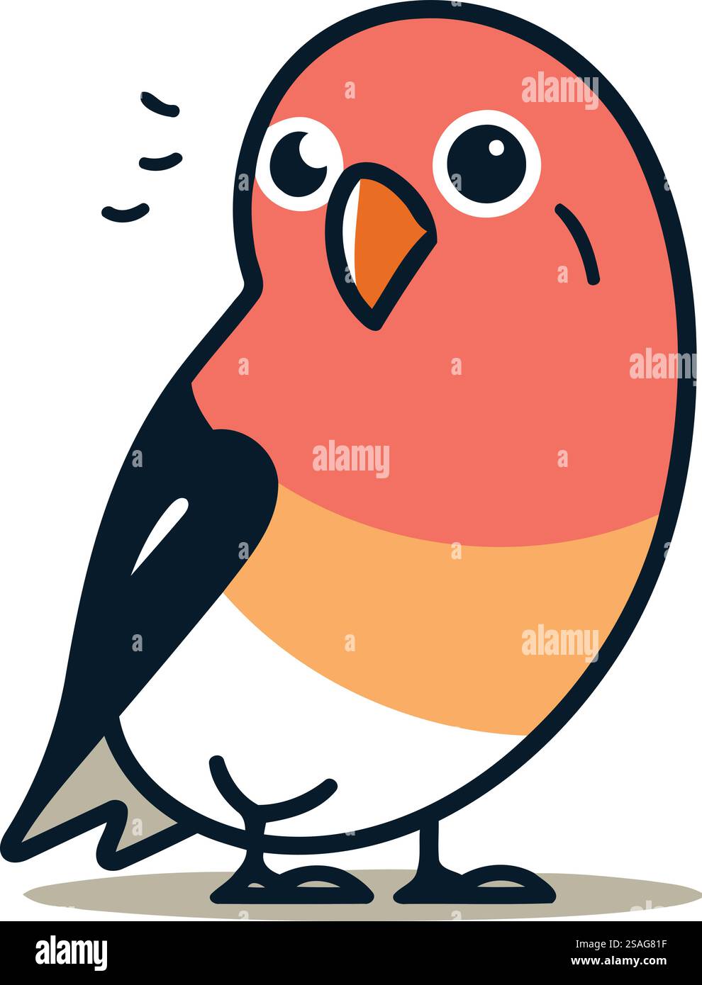 Cute little red bird. Vector illustration isolated on white background ...