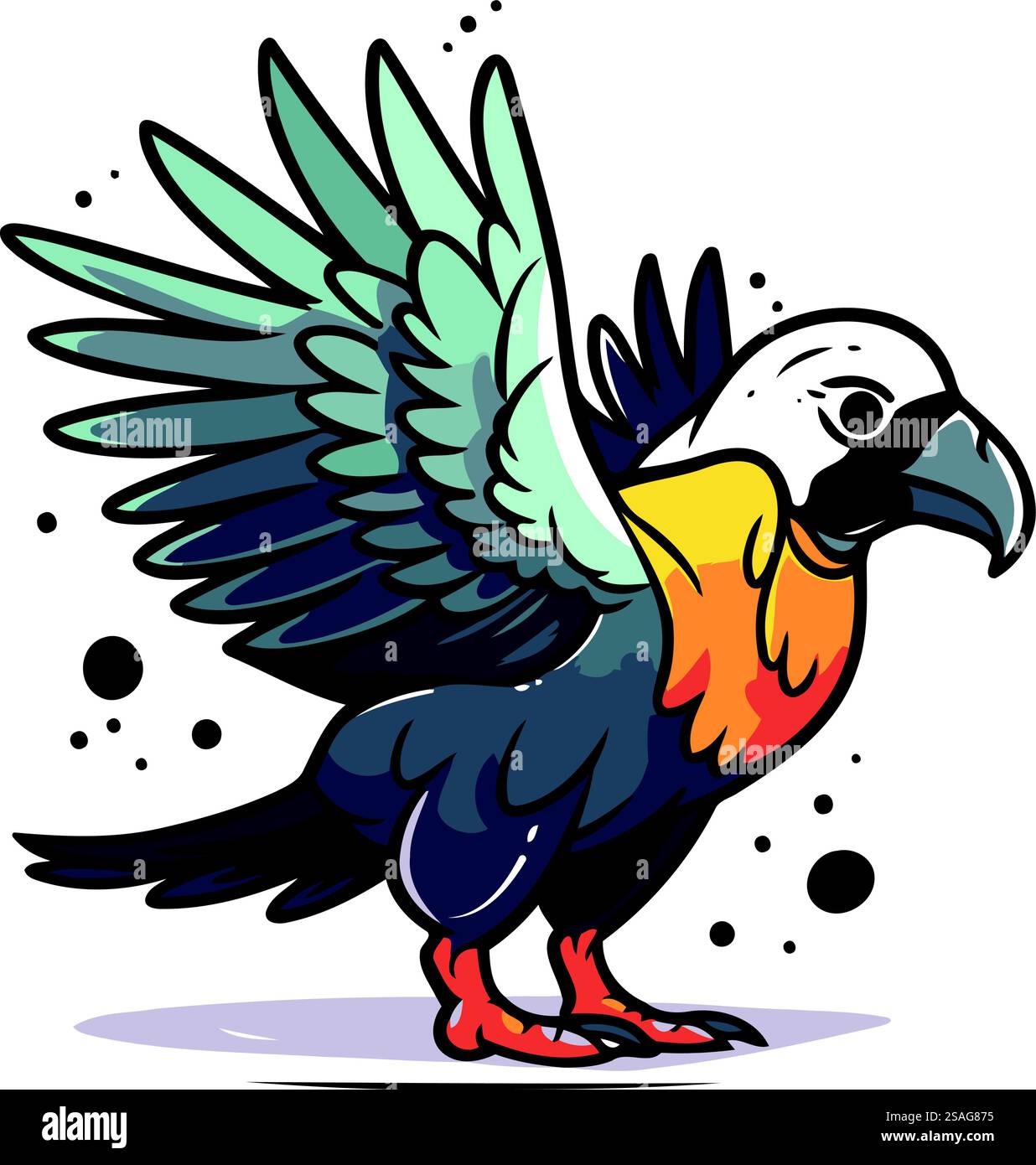 Vector illustration of a flying vulture on a white background. Cartoon ...