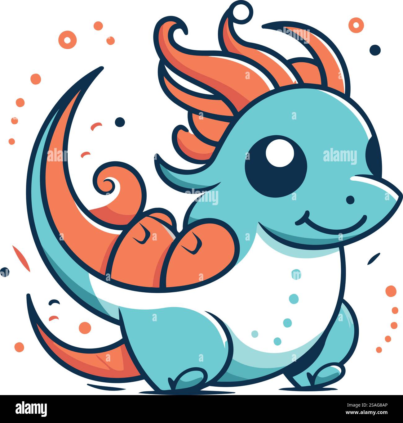 Cute cartoon dragon. Colorful vector illustration in flat style Stock ...