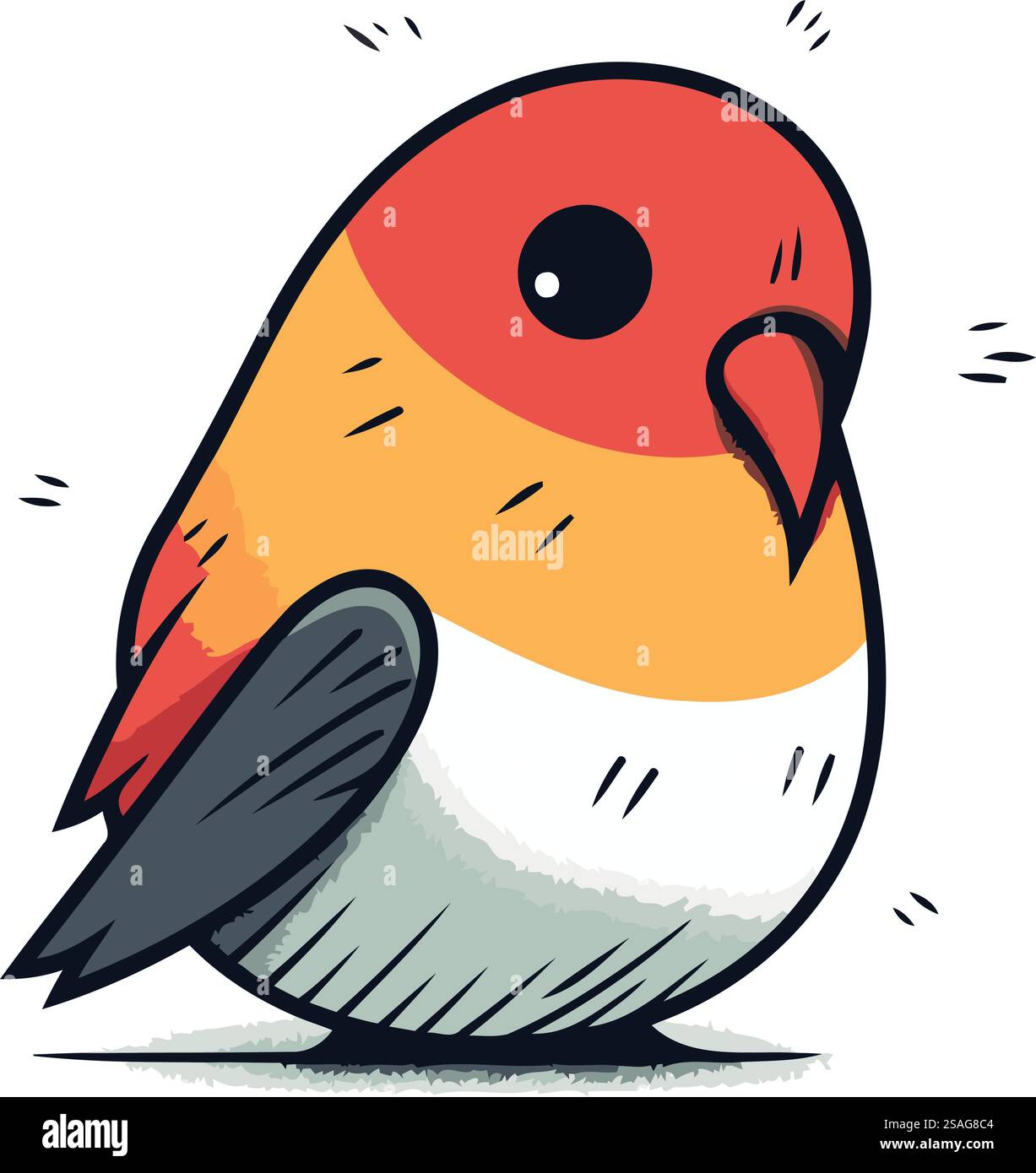 Vector illustration of a cute little red parrot on white background ...