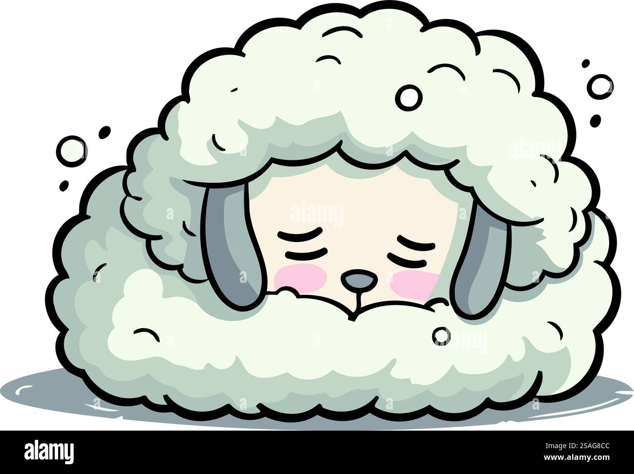 Sheep sleeping in the cloud character vector illustration. Cute cartoon ...