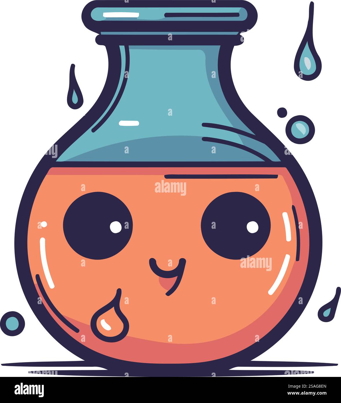 Cute kawaii flask. Vector illustration in cartoon style Stock Vector ...