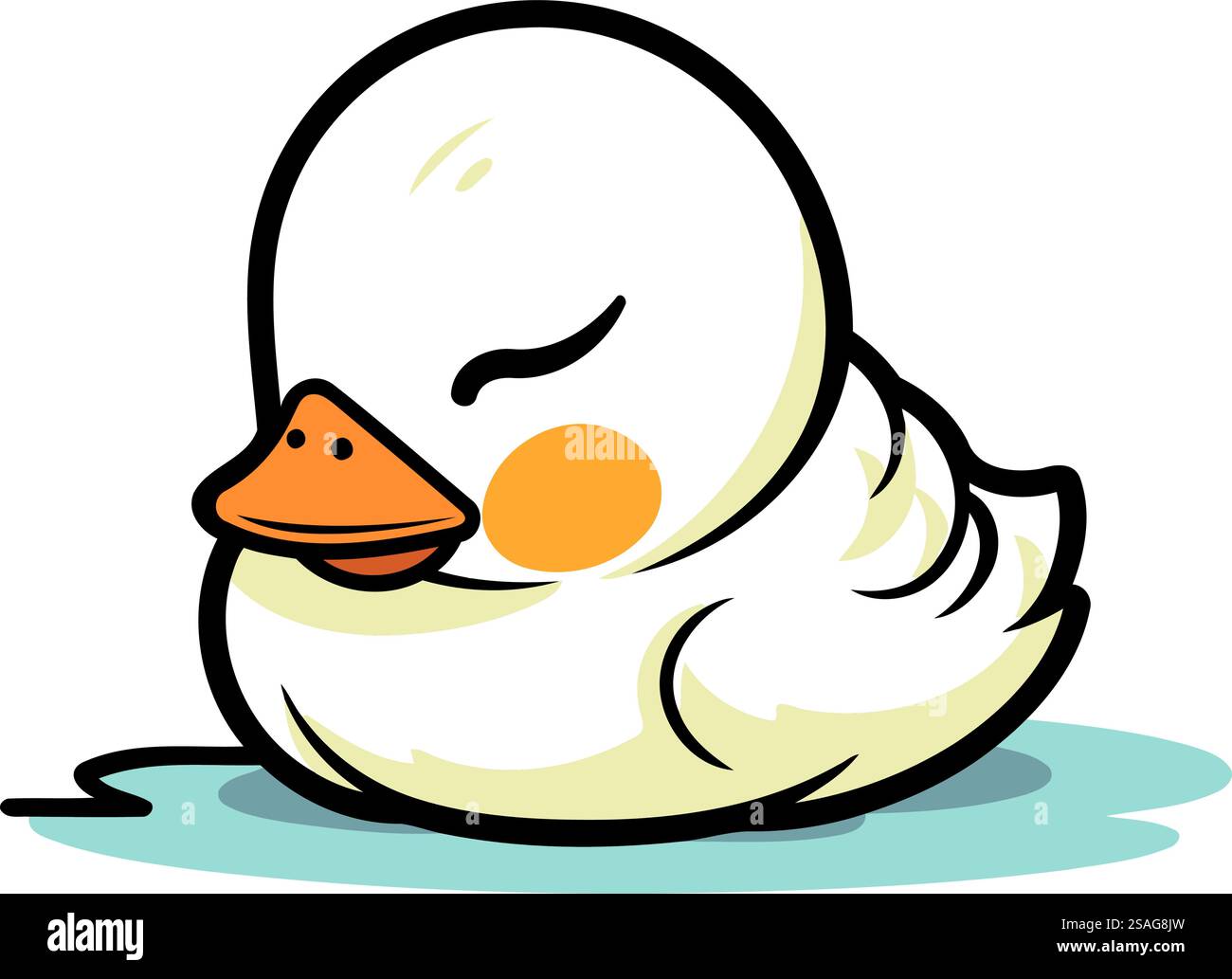Illustration of a cute cartoon white duck on a white background Stock ...