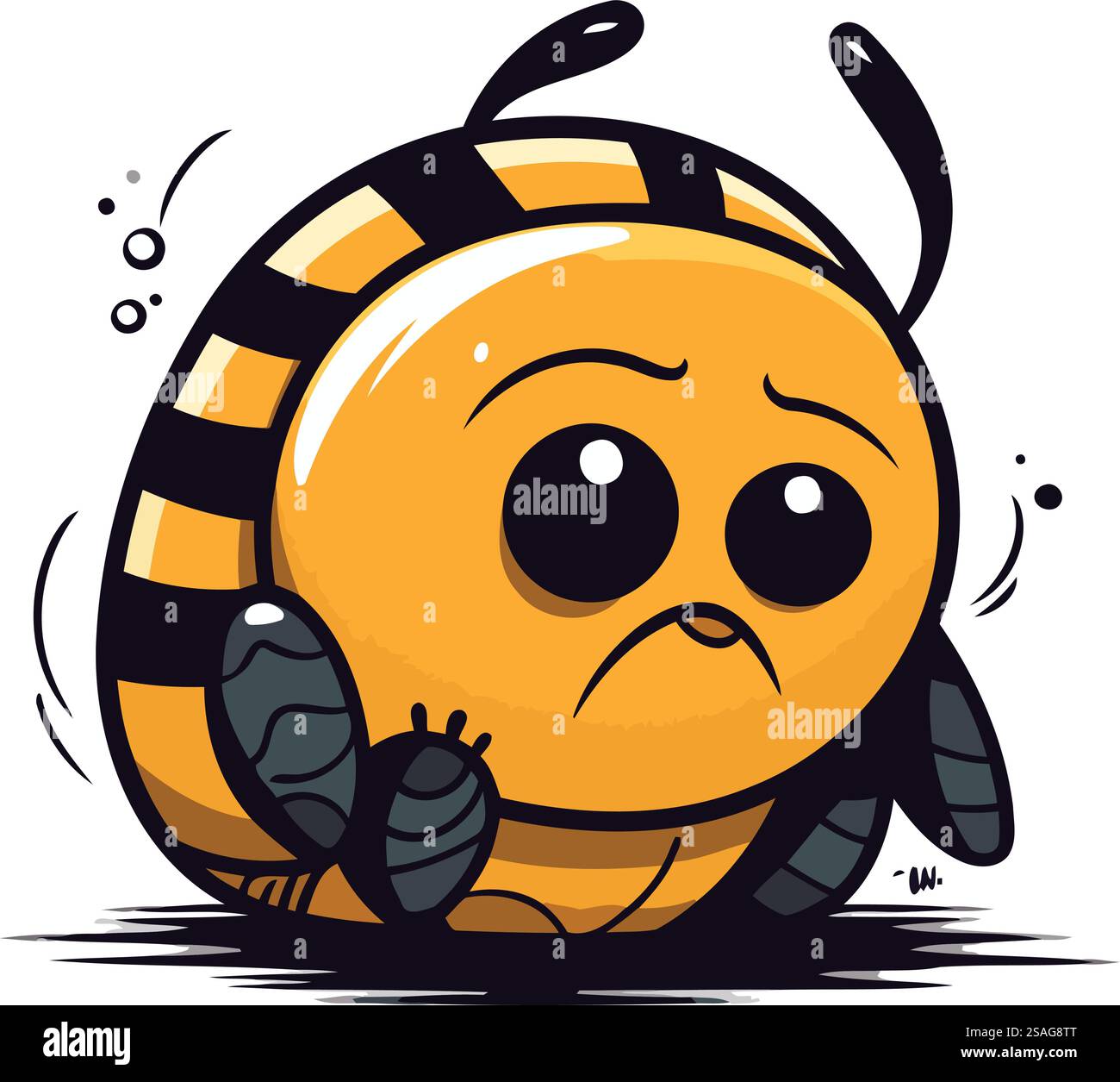Cute cartoon bee with sad face. Vector illustration isolated on white ...