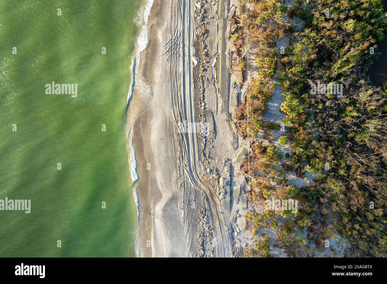 Storm surge destroyed oceanfront road on Gulf coast after hurricane in ...
