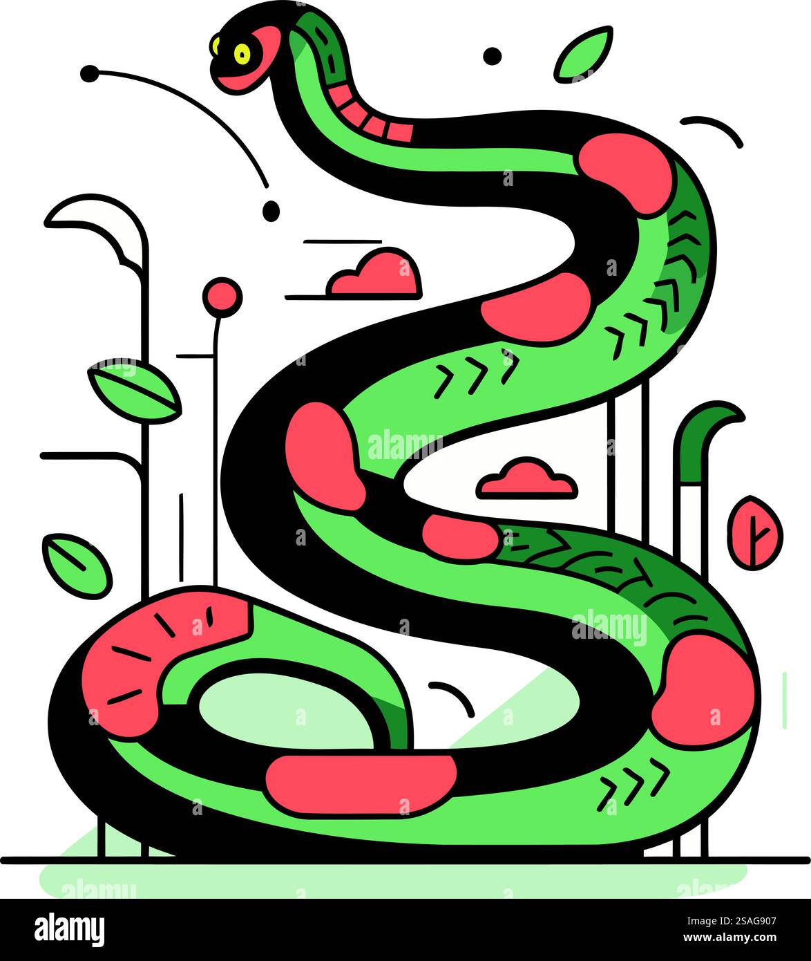 Vector illustration of snake. Line art design for web. site ...