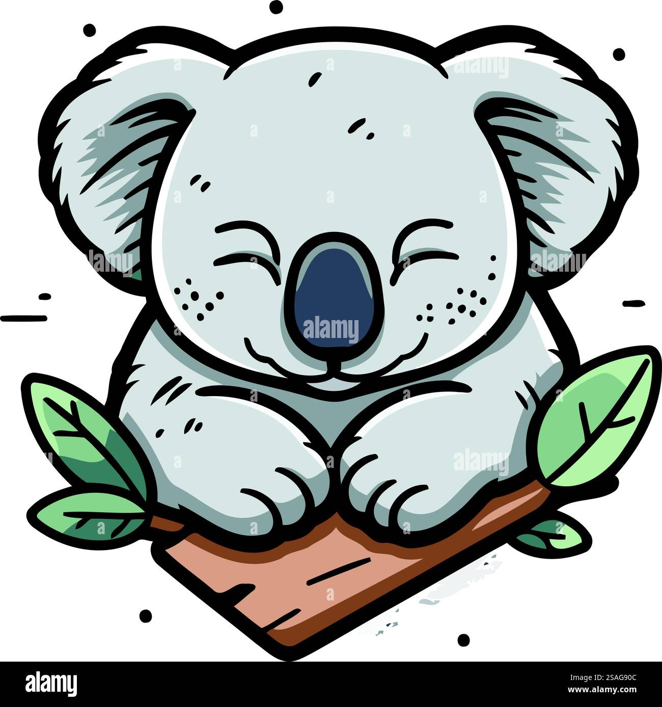 Koala sleeping on a log. Vector illustration in cartoon style Stock ...