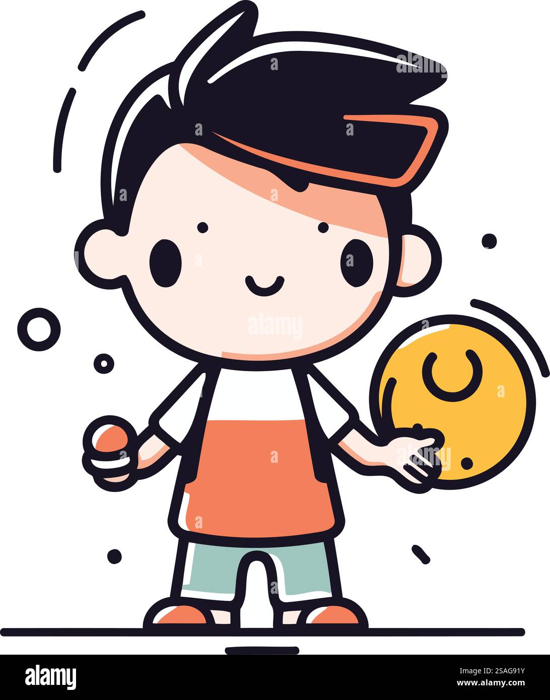 Cartoon little boy playing table tennis. Cute vector illustration Stock ...