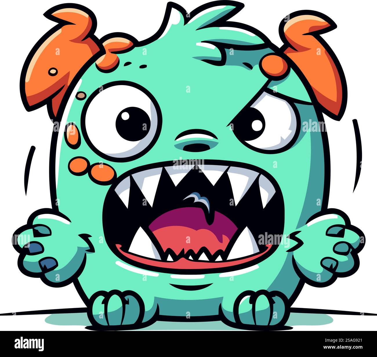 Angry Monster Cartoon Mascot Character. Vector Illustration Stock ...