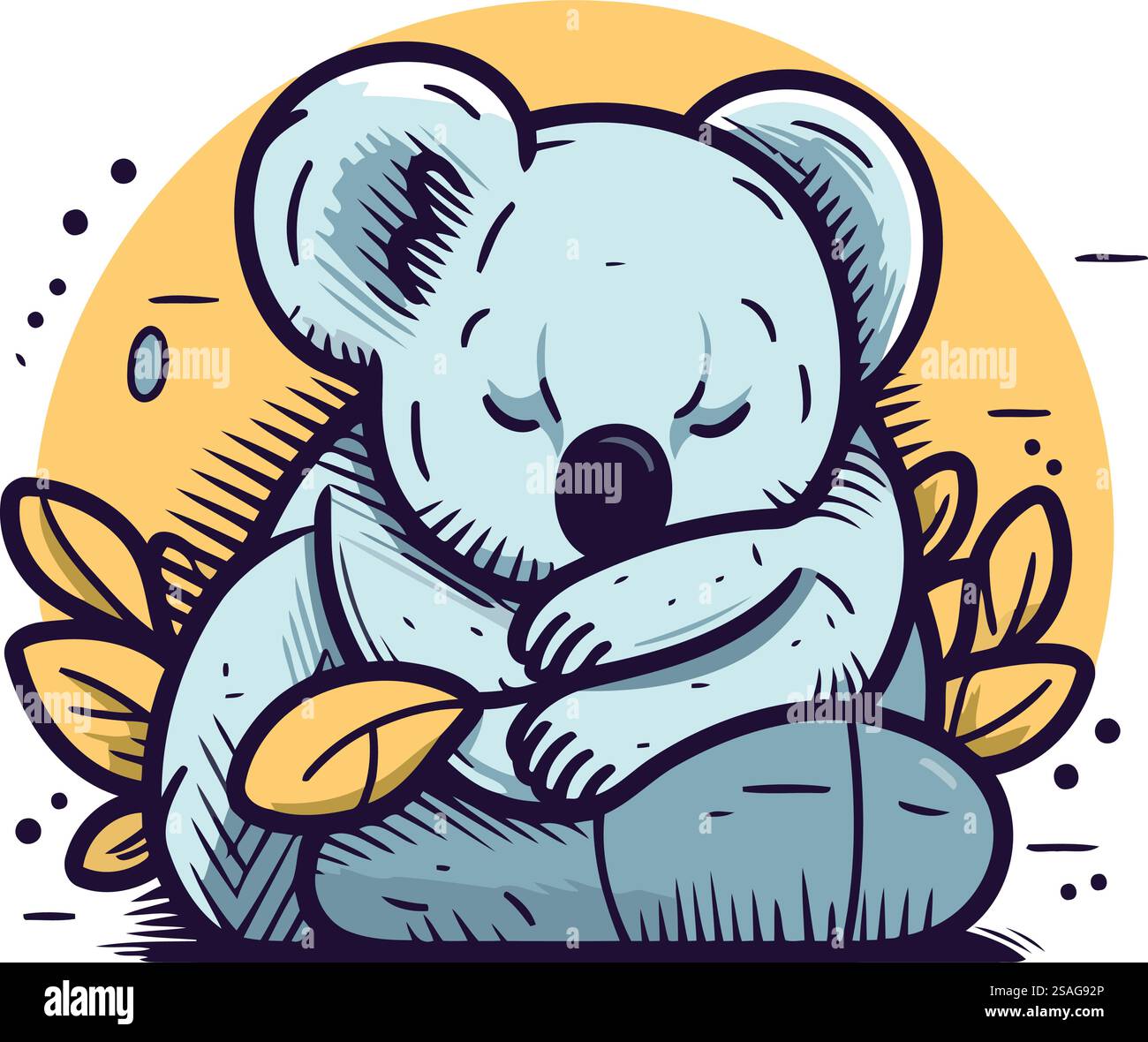 Cute cartoon koala sleeping. Vector illustration of a little koala ...