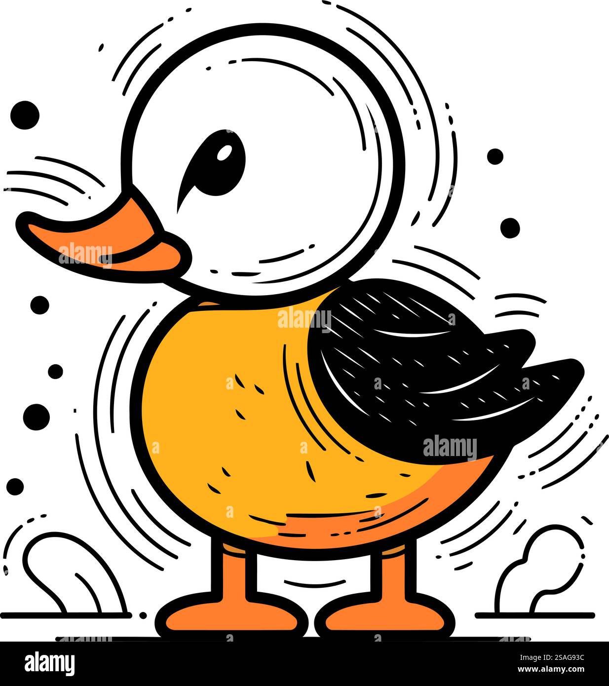 Cute cartoon duck. Vector illustration in doodle style Stock Vector ...