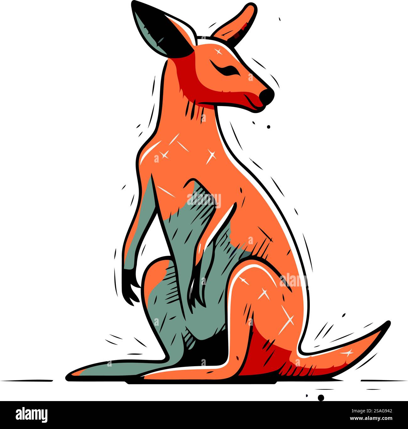 Cartoon kangaroo sitting on white background. Vector illustration Stock ...