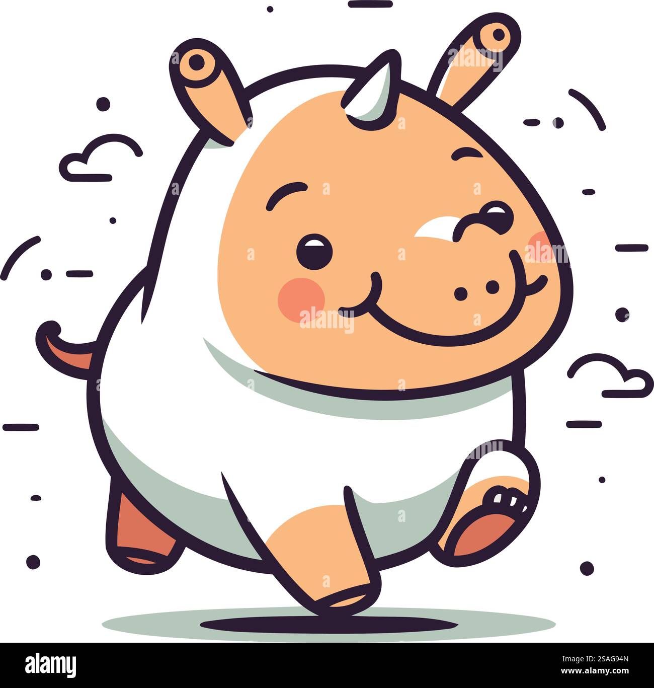 Cute cartoon hippopotamus running and smiling. Vector illustration ...