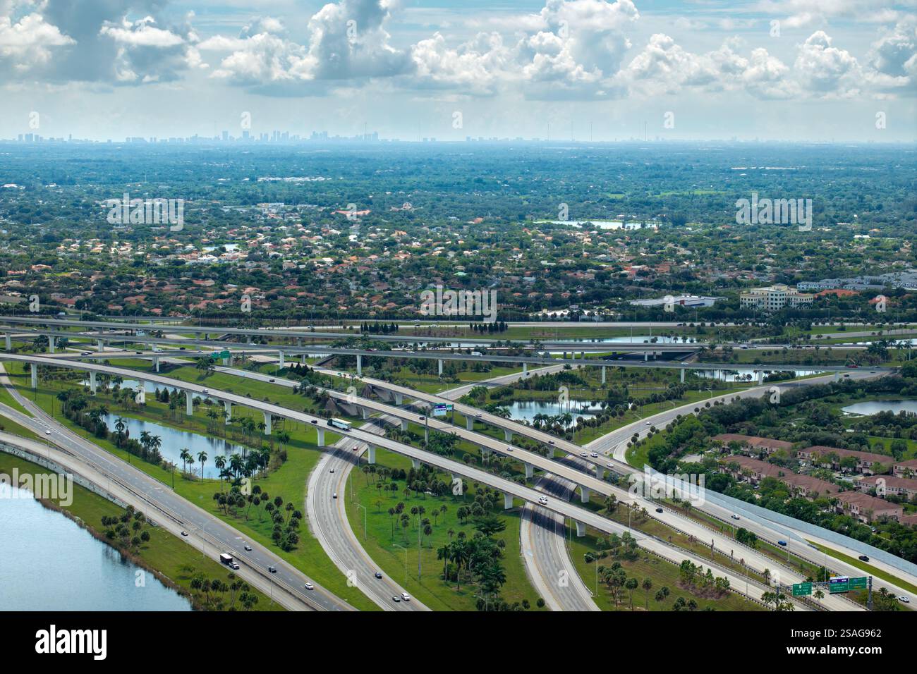 USA car urban transportation infrastructure. American highway junction ...