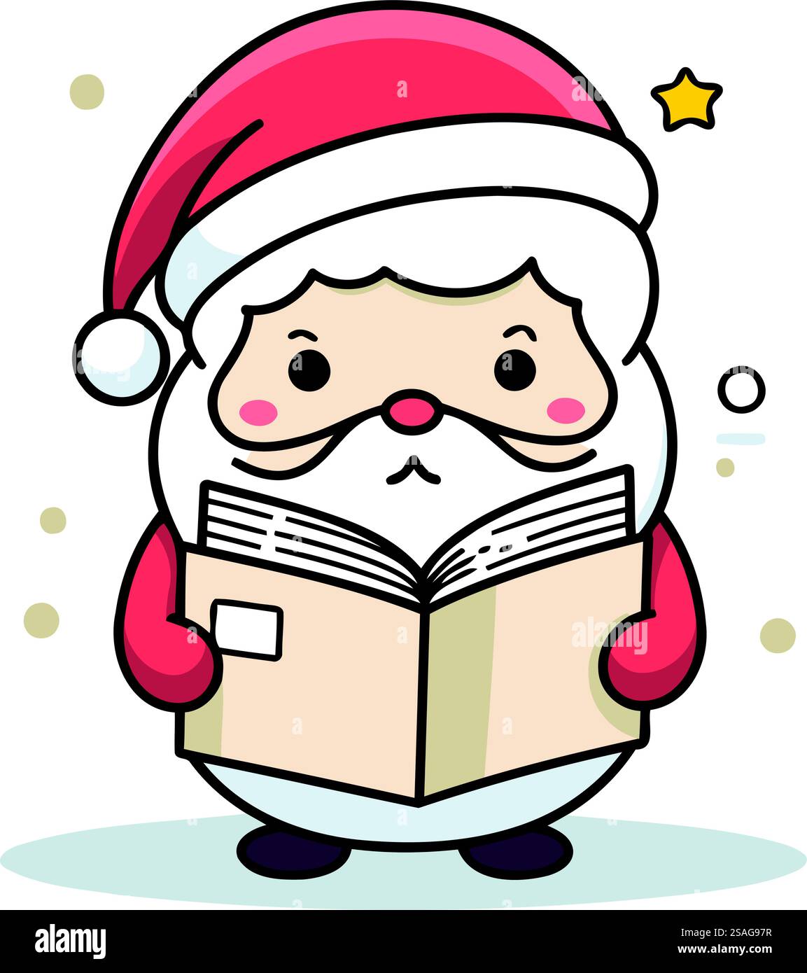 Santa Claus reading a book. Vector illustration. Cute cartoon character ...