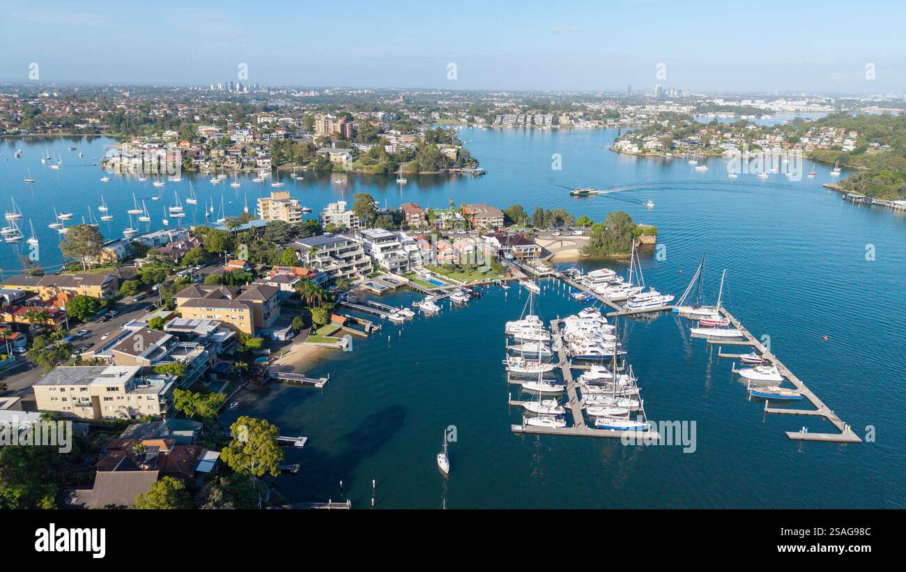 The Parramatta River, gladesville bridge and the Sydney suburb of ...